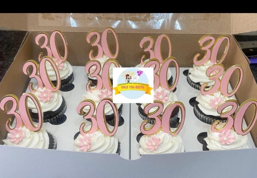 Pinkish 30th Themed Cupcake - Merciful Cakes