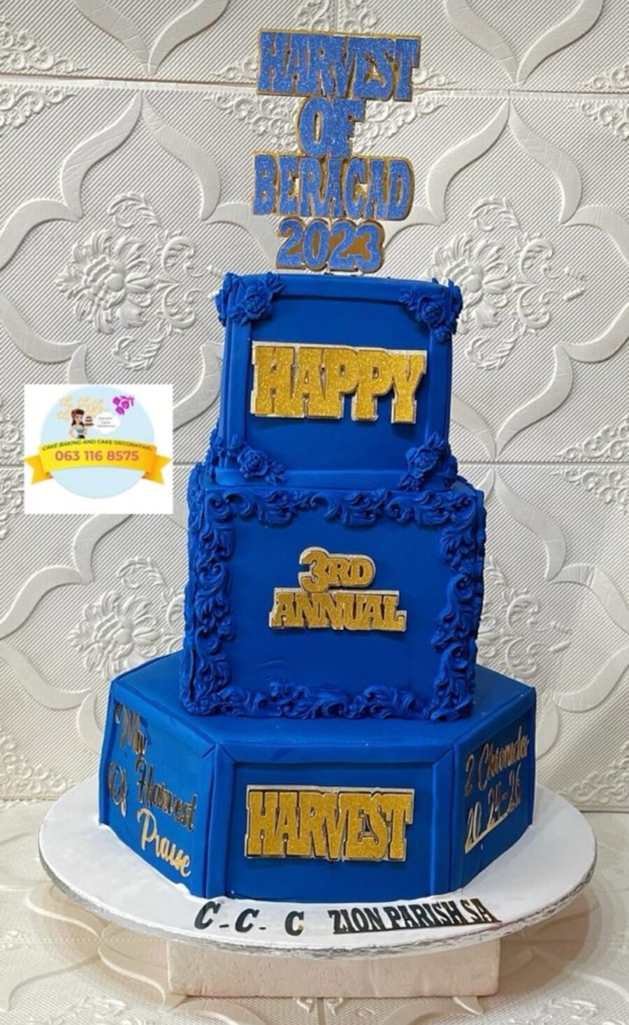 Church Anniversary Royal Blue Theme Cake - Merciful Cakes